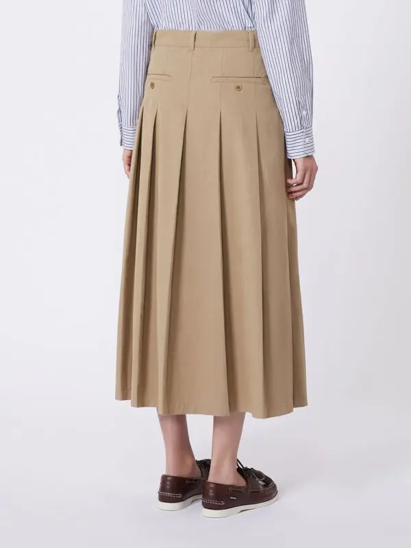 Max Mara Pleated A-line Midi Skirt - Hazelnut Brown
