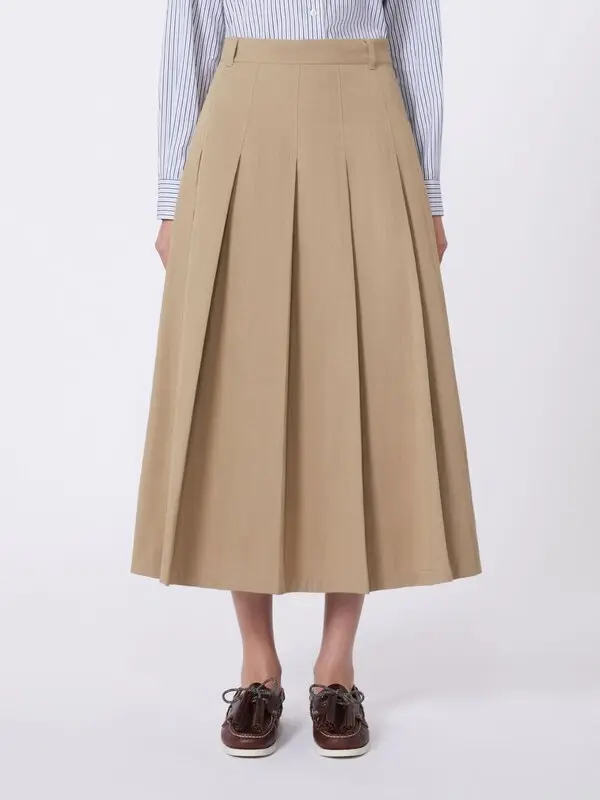 Max Mara Orme Pleated Midi Gabardine Skirt