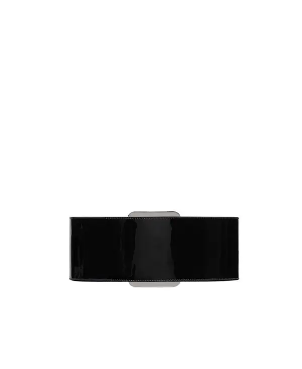 Gucci Engraved Logo Wide Patent Leather Belt
