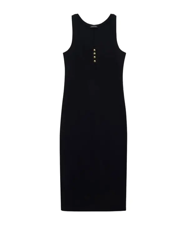 ANINE BING Alessia Ribbed Midi Dress With Button Front