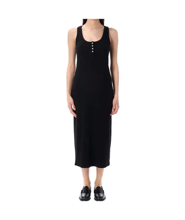 ANINE BING Alessia Ribbed Midi Dress With Button Front