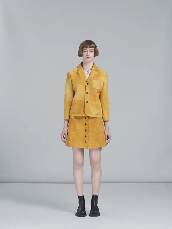 Marni A-line Buttoned Suede Skirt