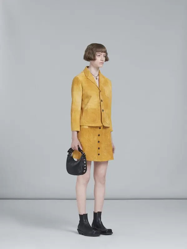 Marni A-line Buttoned Suede Skirt