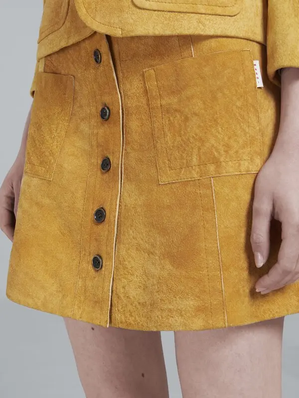 Marni A-line Buttoned Suede Skirt