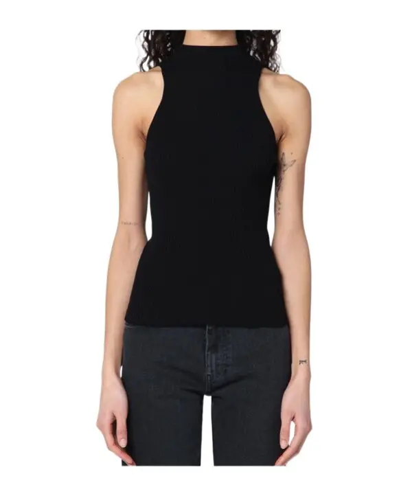 ROBERTO COLLINA Sleeveless Ribbed High Neck Top