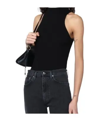 ROBERTO COLLINA Sleeveless Ribbed High Neck Top