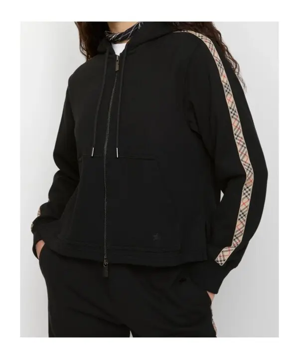 Burberry Zip-up Hoodie With Equestrian Knight Embroidery - Black