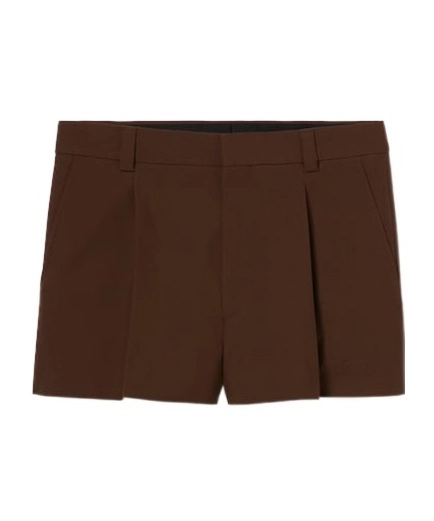 Gucci Pleated Shorts With Embossed Logo - Dark Brown