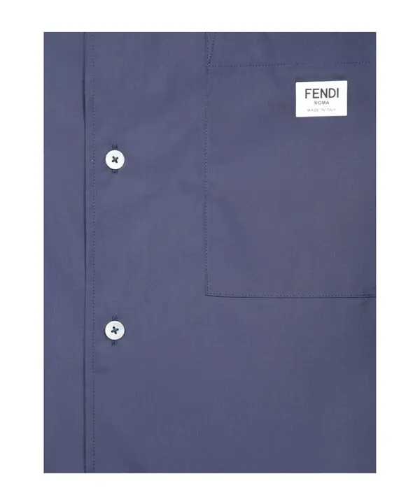 Fendi Buttoned Long-sleeved Shirt - Dark Blue