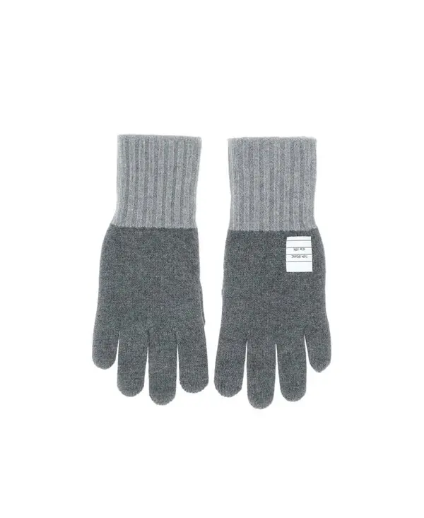 Thom Browne Rwb Stripe Knitted Gloves - Gray
