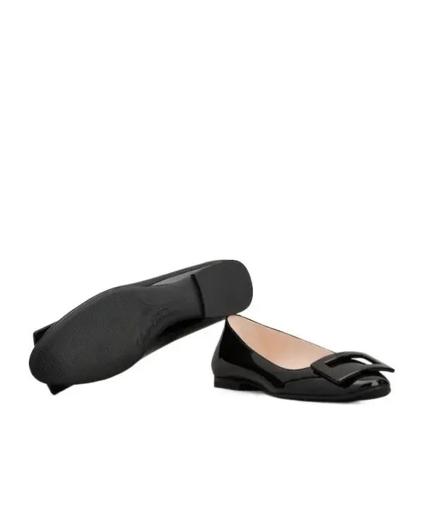 ROGER VIVIER Patent Square Buckle Ballet Flats - Black
