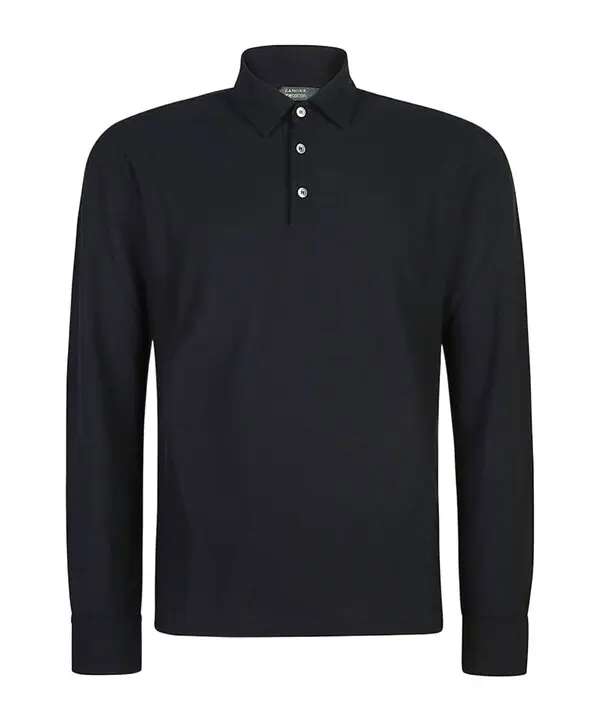 ZANONE Crepe Long Sleeve Polo Shirt
