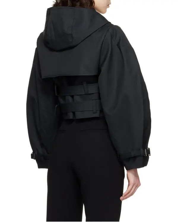 GANNI Logo Plaque Cropped Jacket - Black