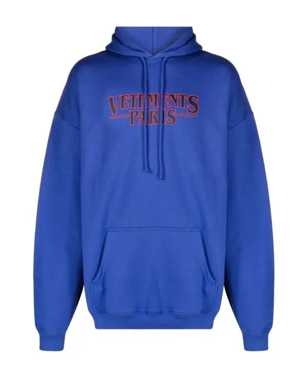 Vetements Logo-print Cotton Hoodie - Blue