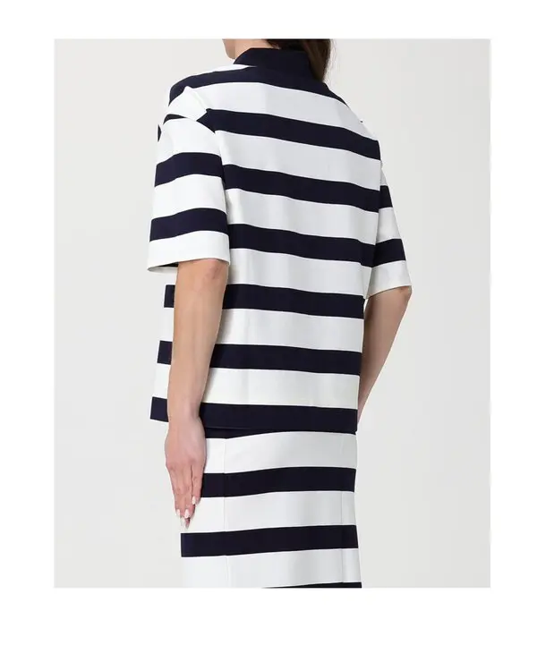 Max Mara Short-sleeved Collared Striped Polo Shirt - White