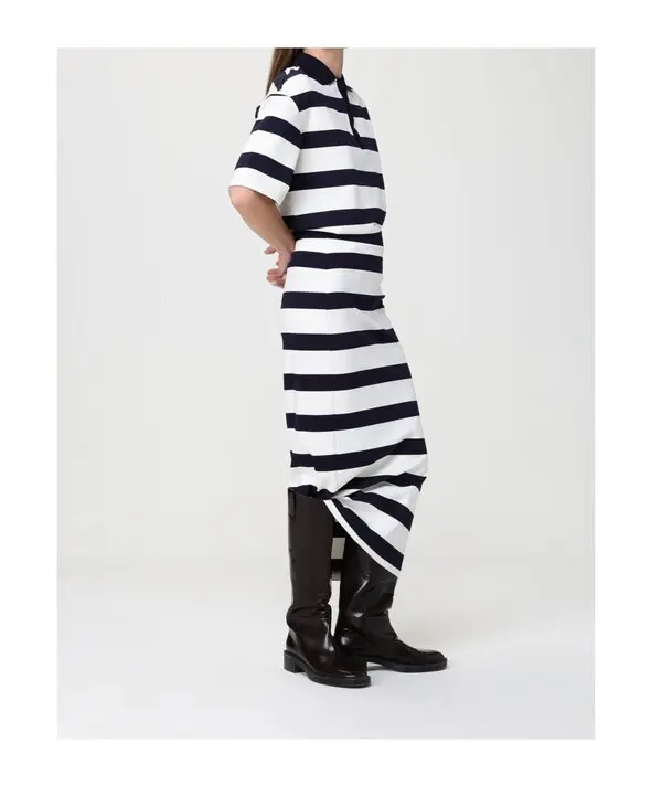 Max Mara Short-sleeved Collared Striped Polo Shirt - White