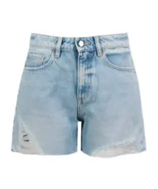 ICON DENIM LOS ANGELES Distressed High-waist Denim Shorts
