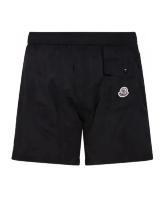 Moncler Drawstring Swim Shorts With Logo Detail - Black