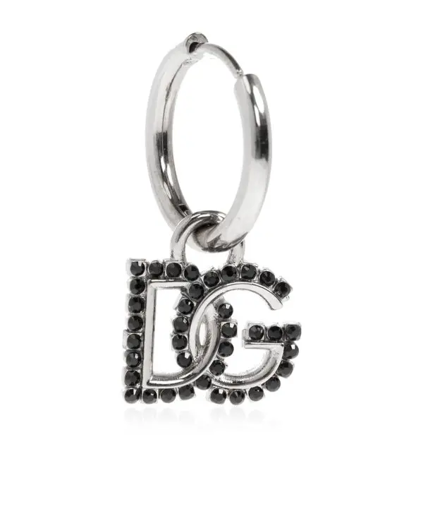 Dolce & Gabbana Hoop Dg-logo Single Earring - Silver