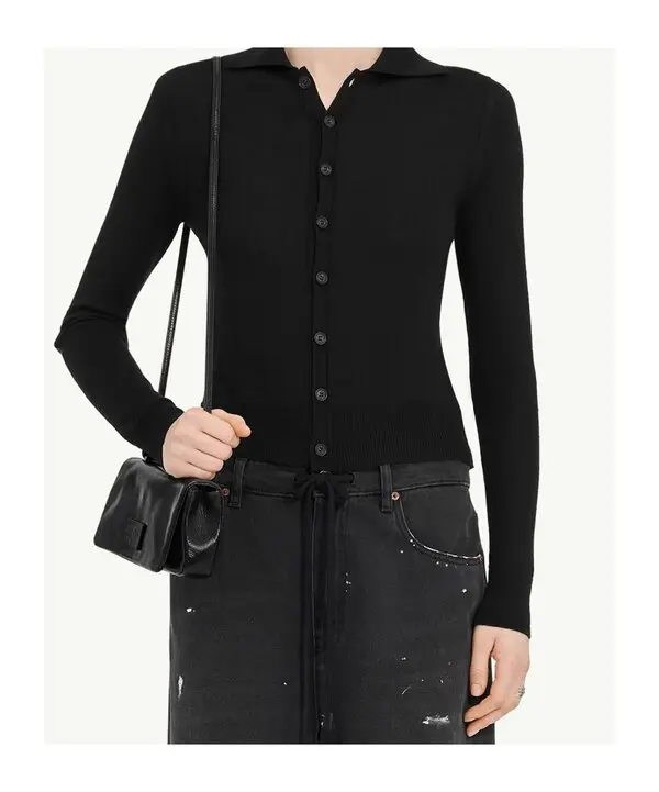 MAISON MARGIELA Knitted Cardigan With Classic Collar And Leather Elbow Patches