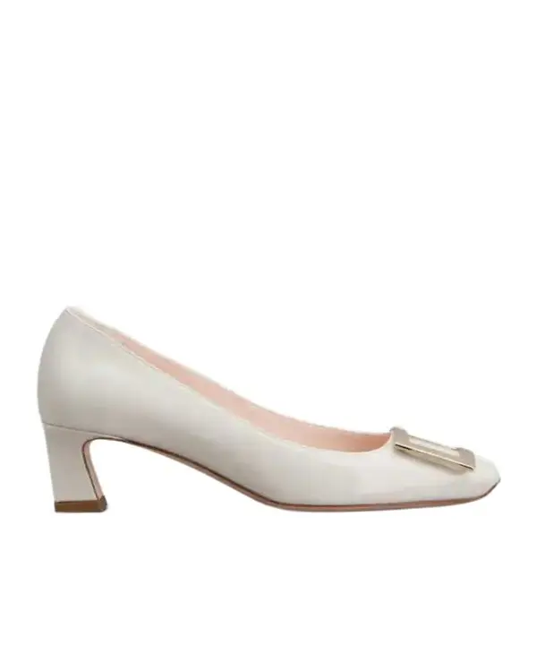 ROGER VIVIER Square Toe Pumps With Metal Buckle And Block Heel