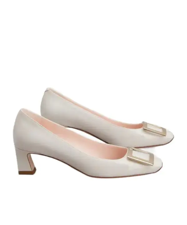 ROGER VIVIER Square Toe Pumps With Metal Buckle And Block Heel