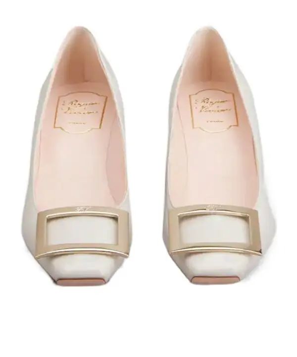 ROGER VIVIER Square Toe Pumps With Metal Buckle And Block Heel