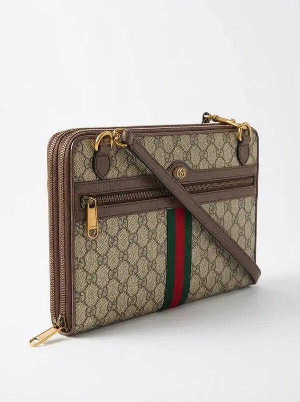 Gucci Double G Printed Shoulder Bag - Beige/ebony