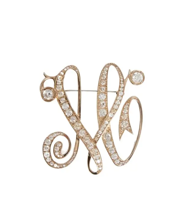 Max Mara Embellished Letter Brooch - Ivory