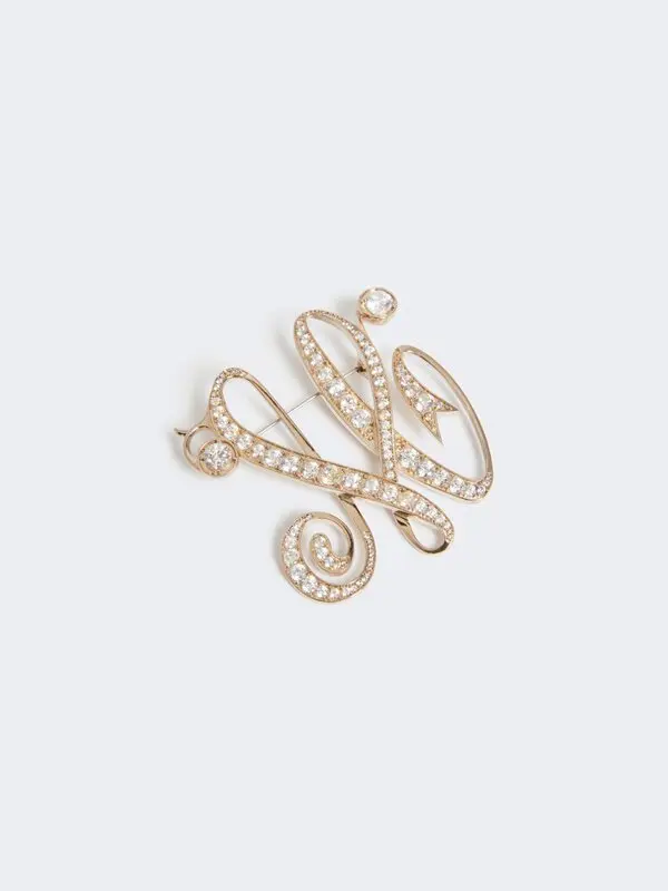 Max Mara Embellished Letter Brooch