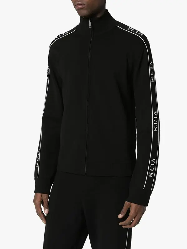 Valentino Garavani Zip-up Sweatshirt With Logo Stripes