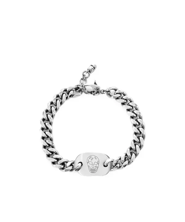 Alexander McQueen Skull Engraved Link Bracelet - White