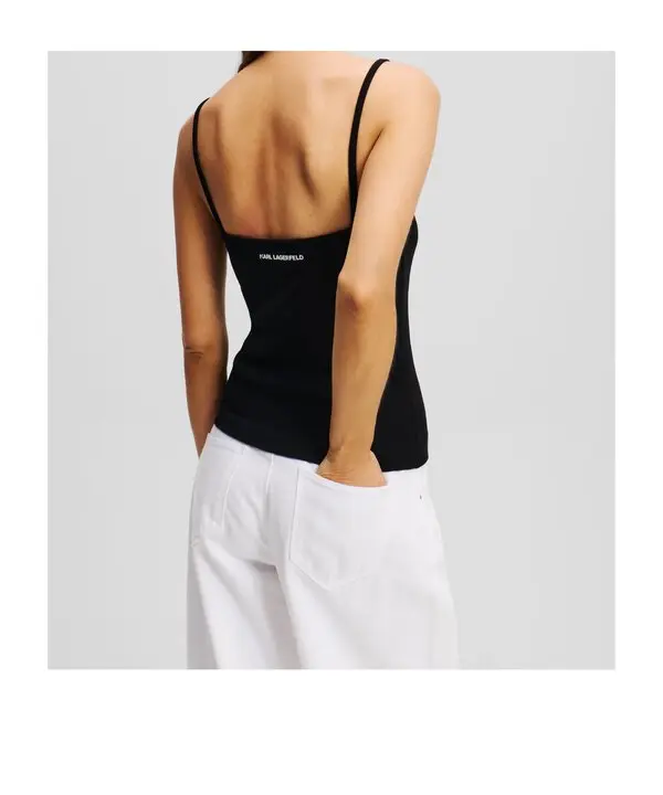 Karl Lagerfeld Ribbed Knit Camisole With Logo Patch