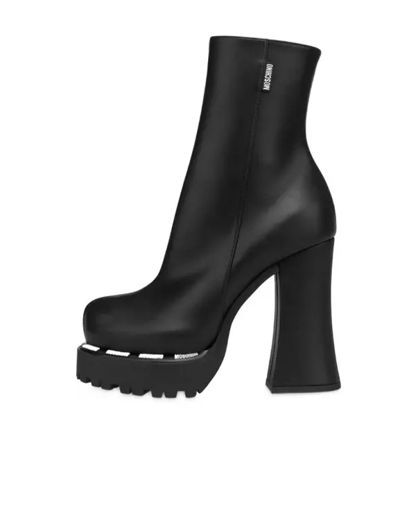 Moschino 160mm Platform Leather Boots - Black