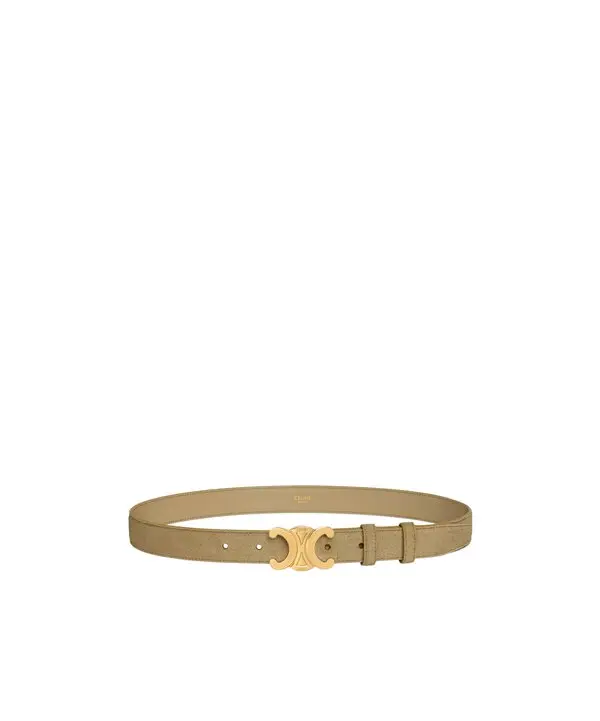 Celine Triomphe Belt 25mm In Suede Calfskin - Stone Beige