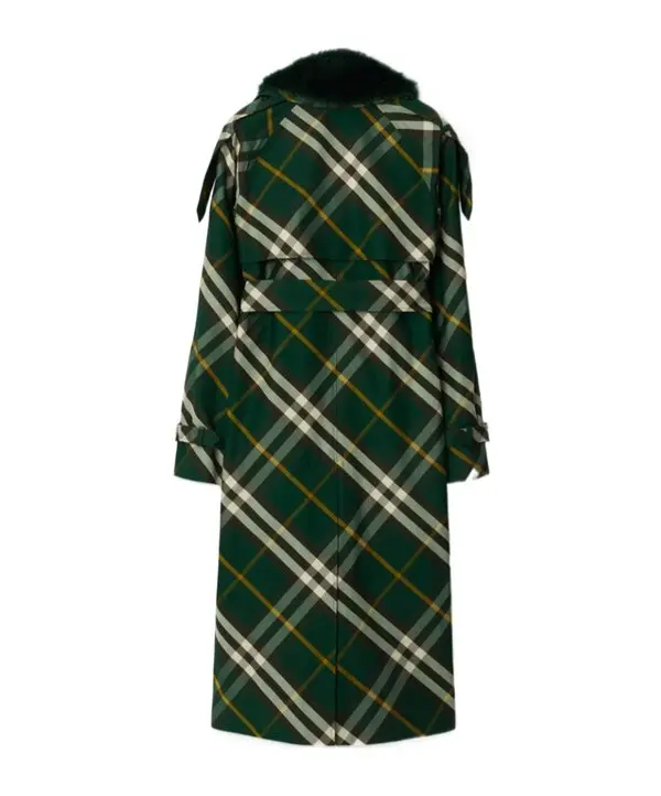 Burberry Checked Double-breasted Belted Trench Coat - Black