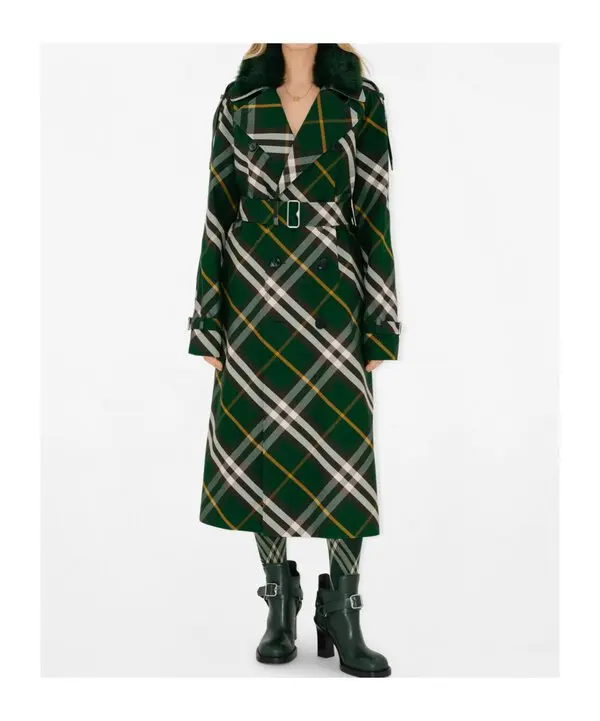Burberry Checked Double-breasted Belted Trench Coat