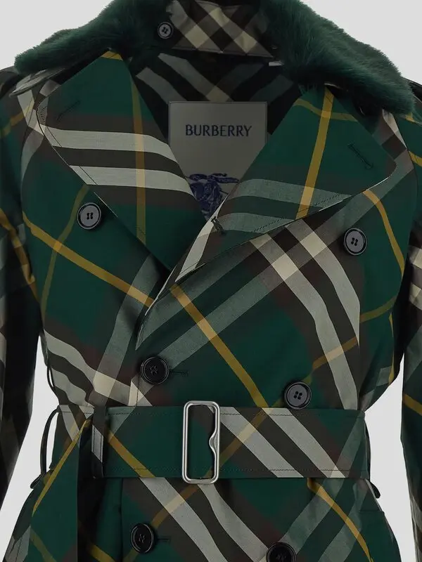 Burberry Checked Double-breasted Belted Trench Coat