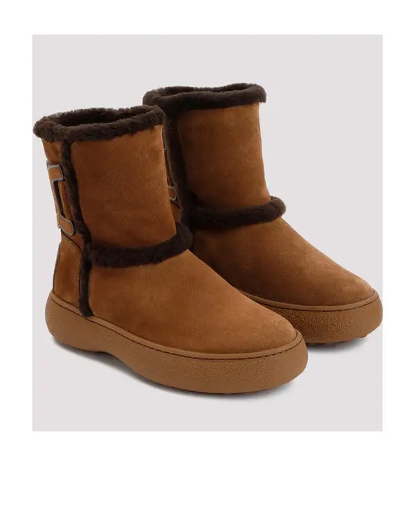 TOD'S Kate Logo Patch Ankle Boots - Brown