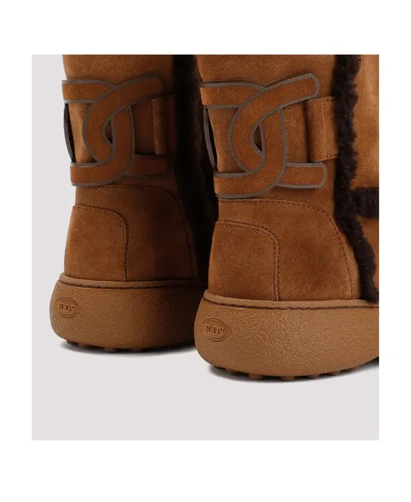 TOD'S Kate Logo Patch Ankle Boots - Brown