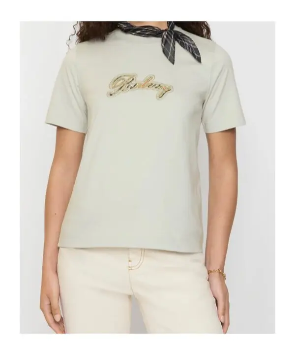 Burberry Embroidered Checked Logo Crewneck T-shirt - Haimolv