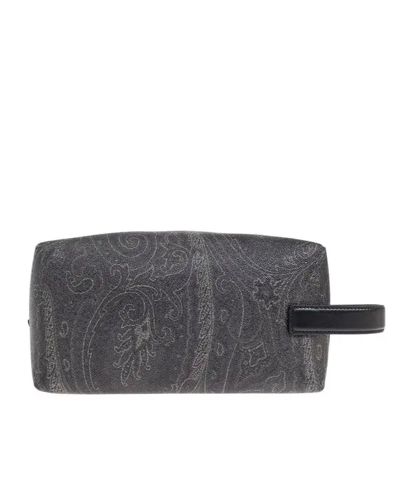 Etro Paisley Printed Pegaso Embroidered Wash Bag - Black