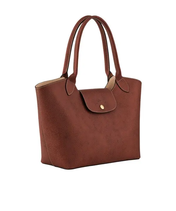 Longchamp Grained Leather Shoulder Bag With Flap - Brown