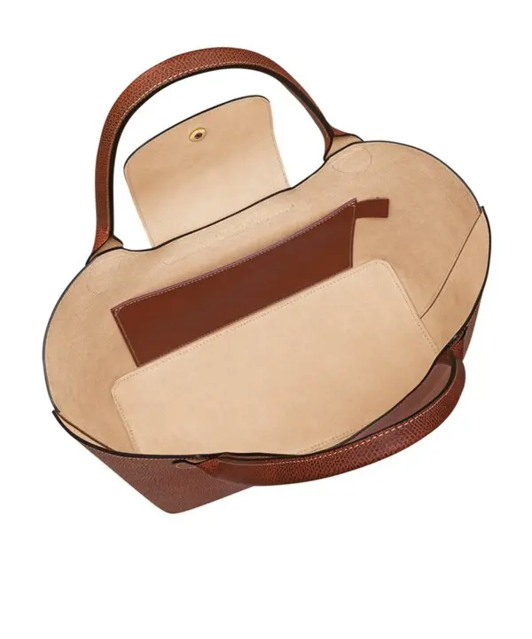 Longchamp Grained Leather Shoulder Bag With Flap - Brown