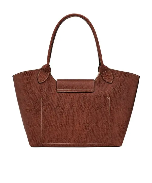 Longchamp Grained Leather Shoulder Bag With Flap - Brown