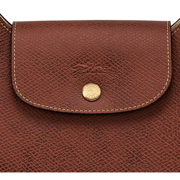 Longchamp Grained Leather Shoulder Bag With Flap - Brown