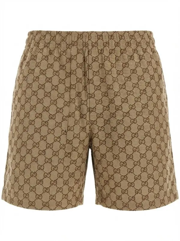 Gucci Printed Polyester Poplin Swim Shorts - Beige And Dark Brown