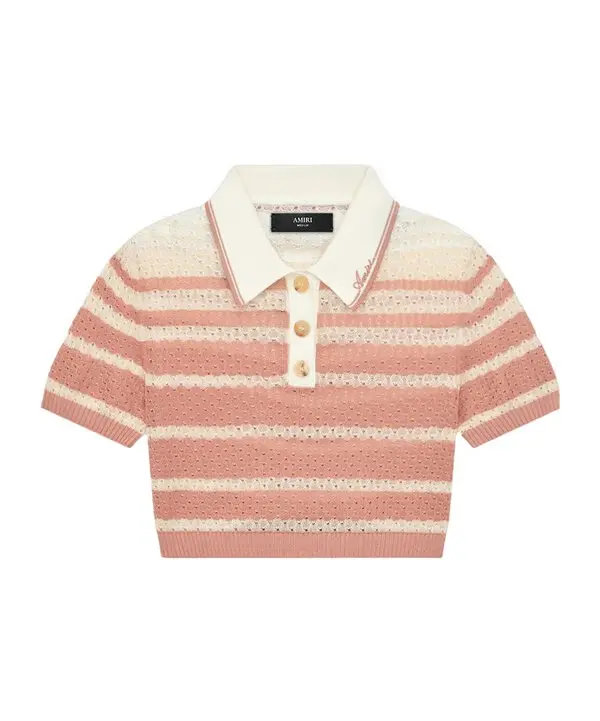 Amiri Striped Cropped Knitted Polo - Nude