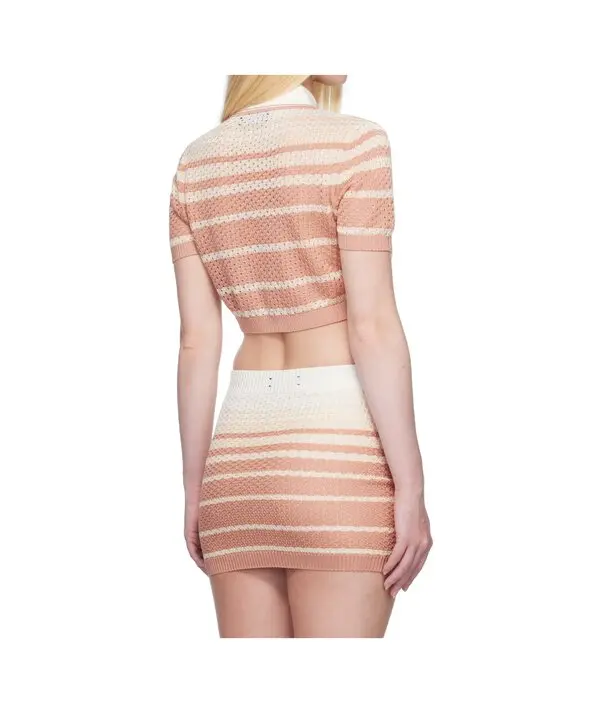 Amiri Striped Cropped Knitted Polo