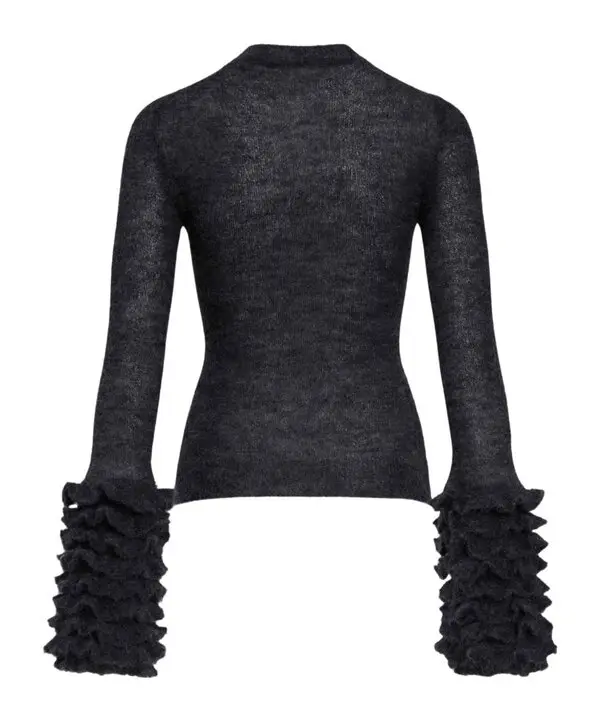 Alaïa Ruffled Cuff Knitted Jumper - Black